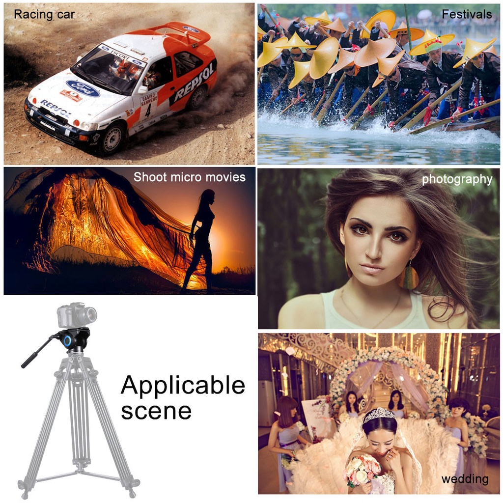 PULUZ Professional Heavy Duty Video Camera Tripod Action Fluid Drag ...