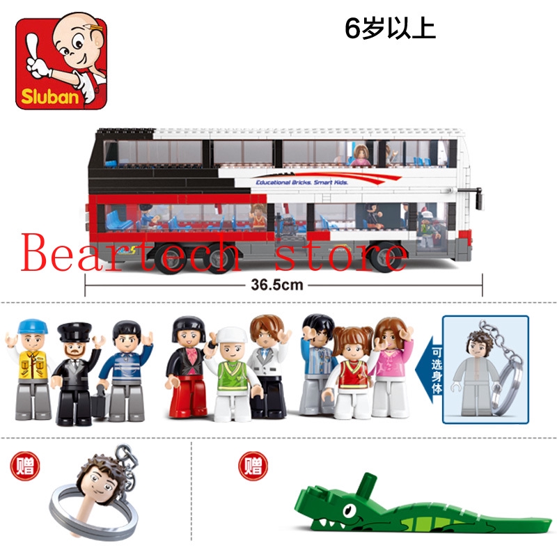 Sluban 0335 City Luxury Double-decker School Bus Building Blocks ...