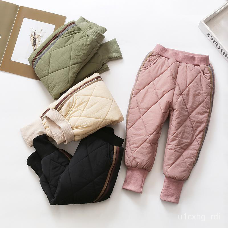 บวกกำมะหยี่หนาเด็กชายและเด็กหญิงกางเกงผ้าฝ้ายอบอุ่นเสื้อผ้าเด็กกางเกงขา ...