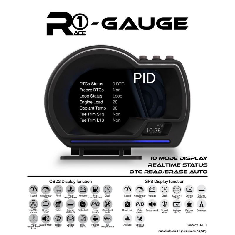 (ส่งฟรี ส่งเร็ว) เกจวัด OBD2 Fast Gauge ประกัน 3ปี งานแท้ ...