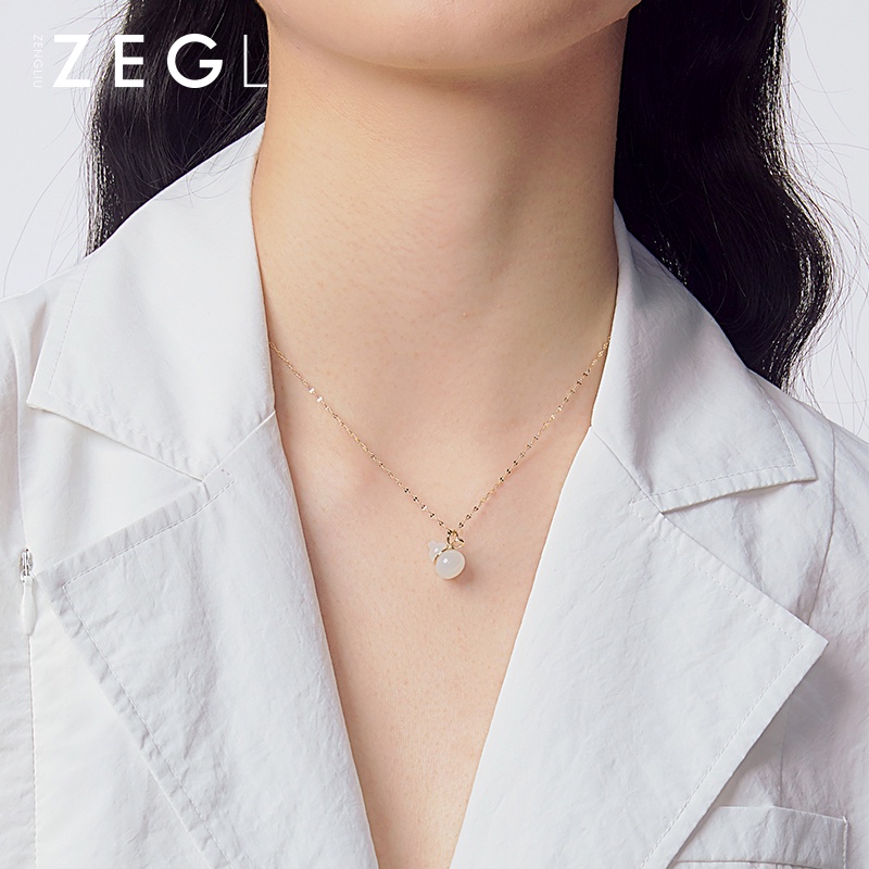 ZEGL ขนาดเล็ก gourd สร้อยคอหญิง 925 เงินสเตอร์ลิง niche light หยกจี้กระดูกไหปลาร้าสร้อยคอสำหรับ ...