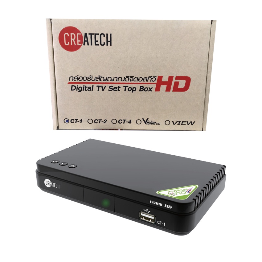 กล่อง Createch Digital TV รุ่น CT-1 + INFOSAT เสาอากาศ 5E พร้อมสาย 10 ...