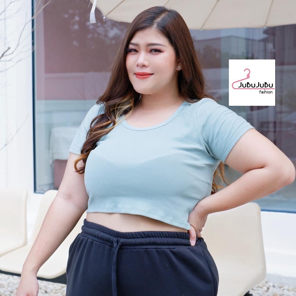 JuBu JuBuHoney Crop Top เสื้อครอป เสื้อสาวอวบ ผ้าร่อง หน้าอก 35-48 นิ้ว พร้อมส่ง 491 ...