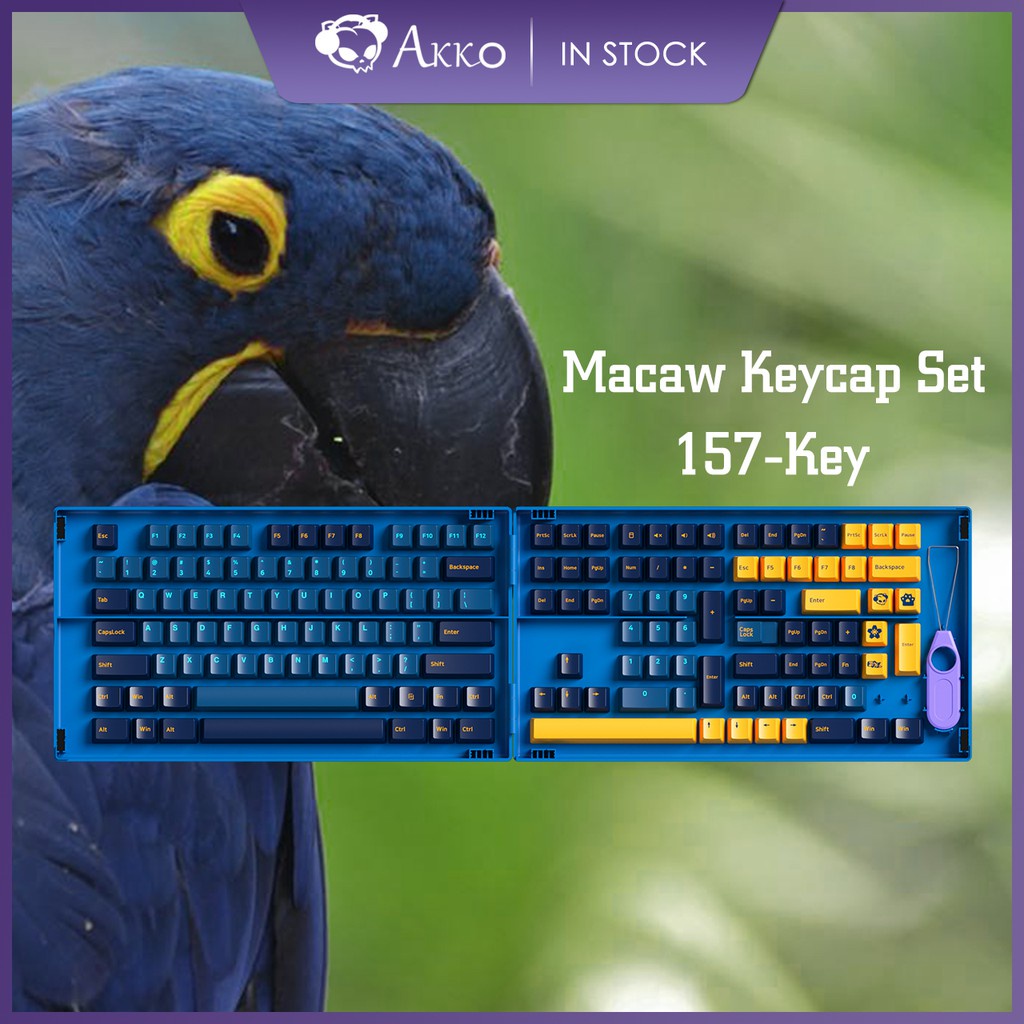 Akko Macaw PBT Double-Shot Full Keycap Set for Mechanical Keyboards ...