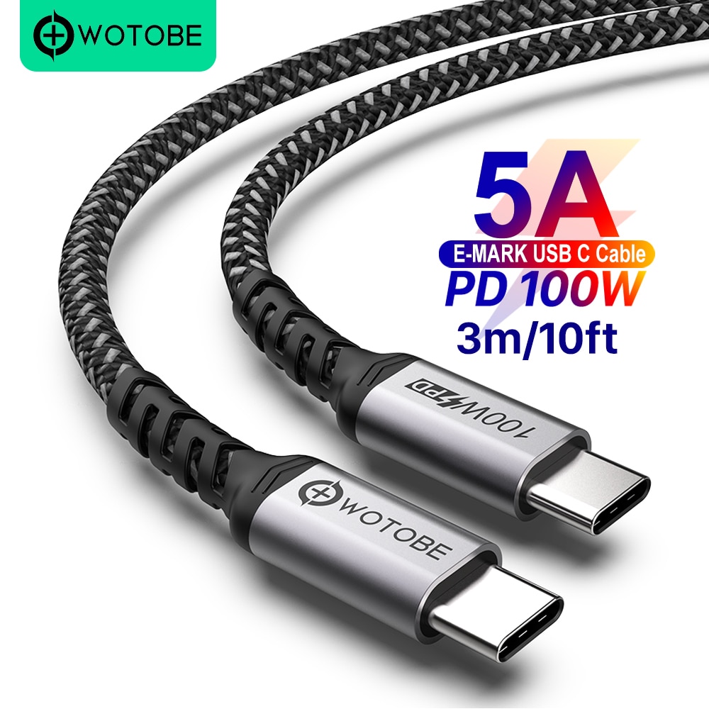Original USB C to USB C Cable 3m 100W WOTOBE Long 10ft USB Type-C 5A E ...
