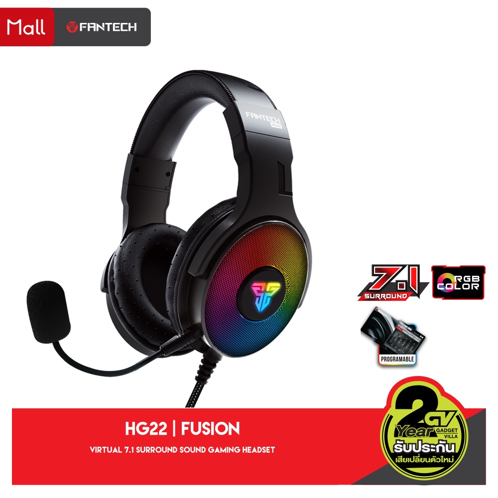 FANTECH HG22 FUSION Gaming Headset RGB Virtual 7.1 sound หูฟัง เกมมิ่ง ...