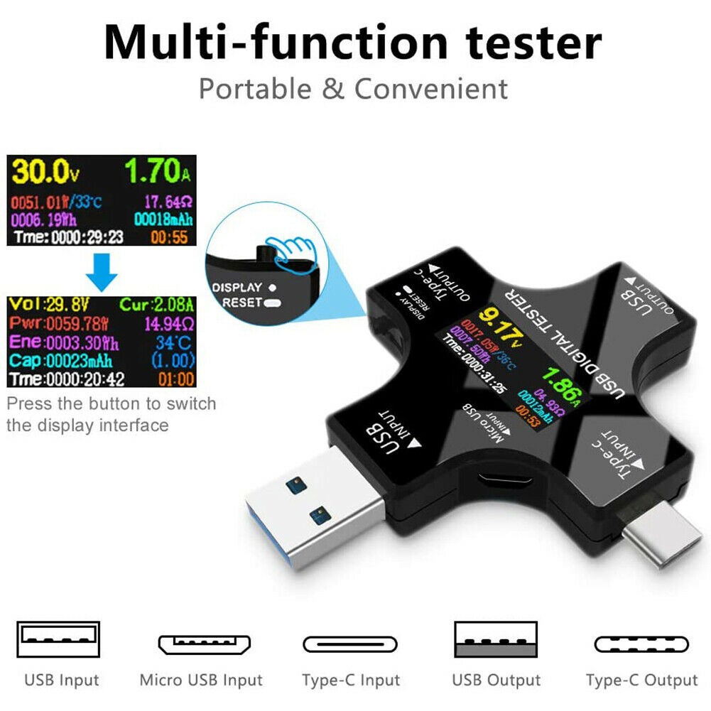 Universal usb Type C digital tester ที่วัดกระแสไฟ แรงดันไฟ ขณะชาร์จ ...