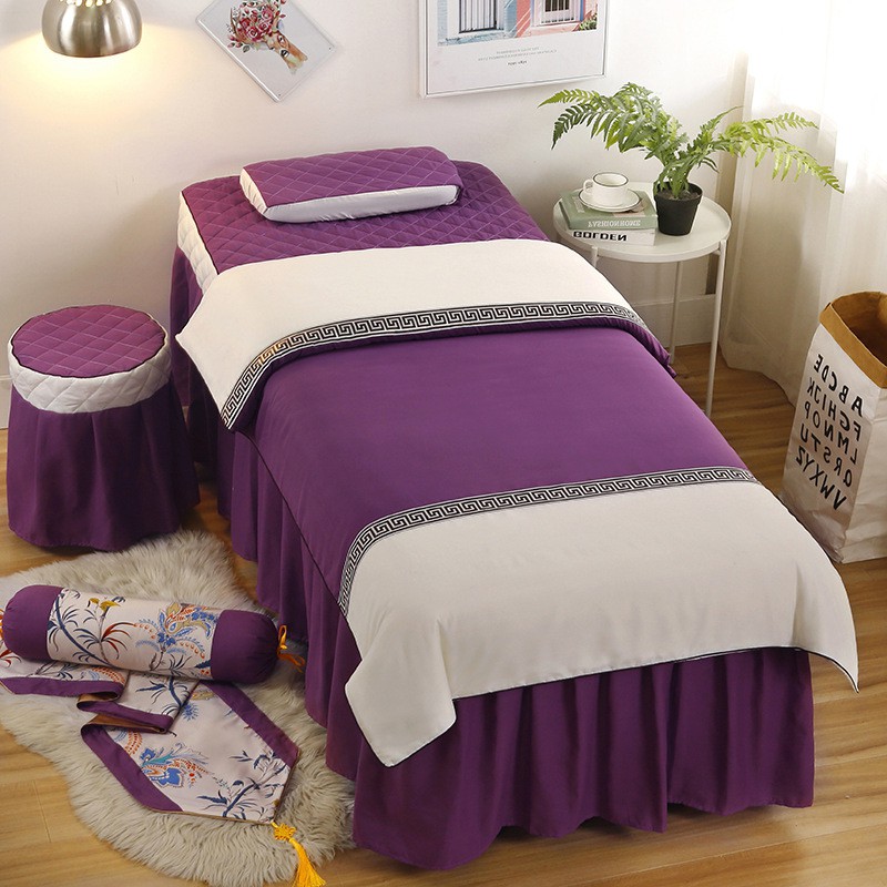 . Solid color European net red beauty bed cover four sets of color ...