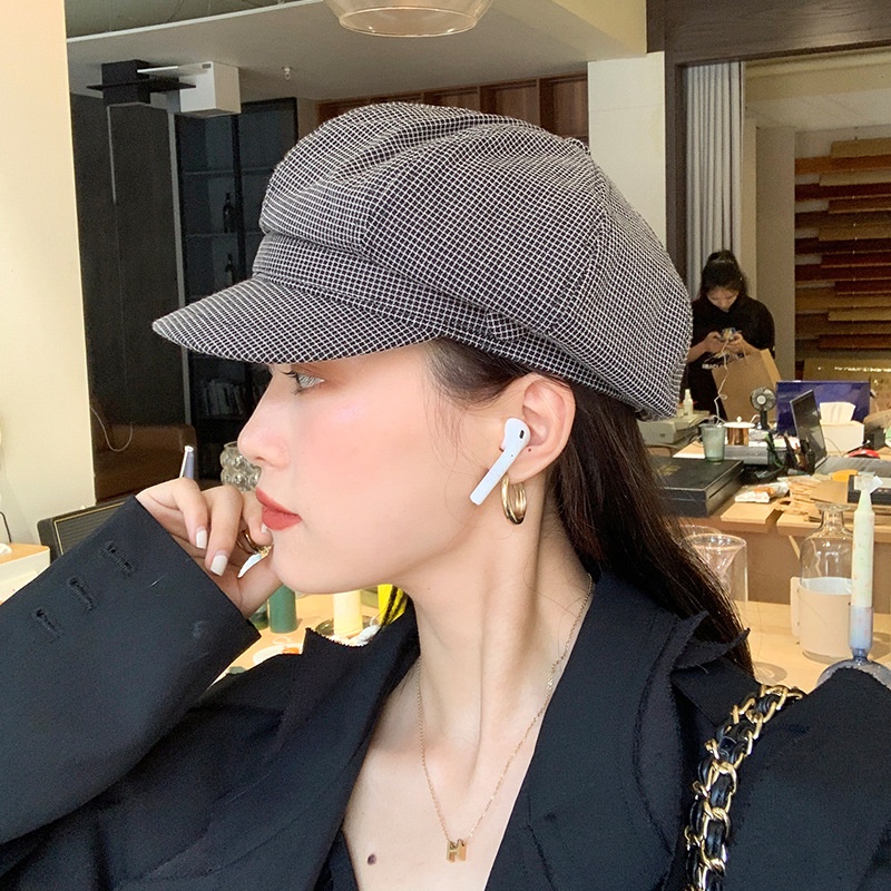 Women39s Spring Summer Visor Beret Cap Small Checkered Newsboy Cabbie ...