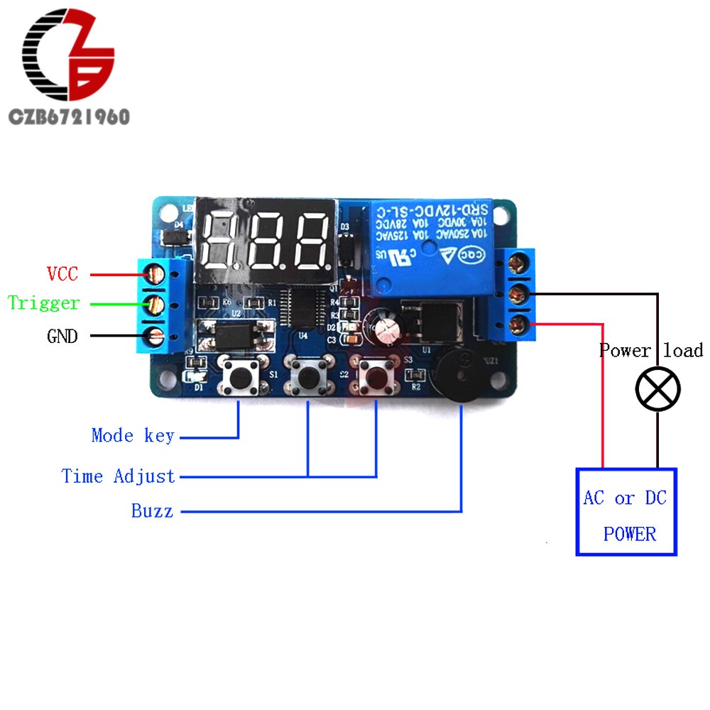Digital LED Display Time Delay Relay Module Board DC 12V Control Timer Switch Trigger Cycle ...