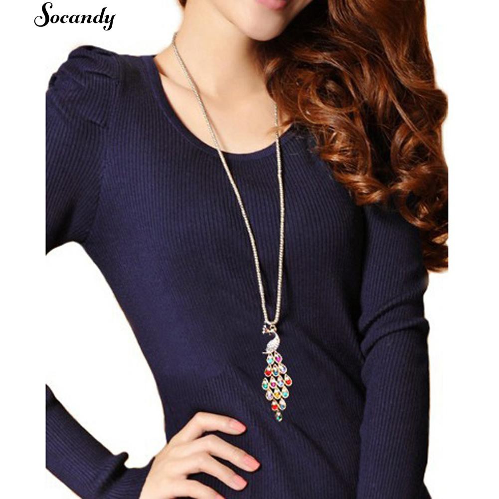Socandy สร้อยคอยาวจี้รูปนกยูงหลากสีประดับเพชรพลอยเทียม - socandy1.th ...