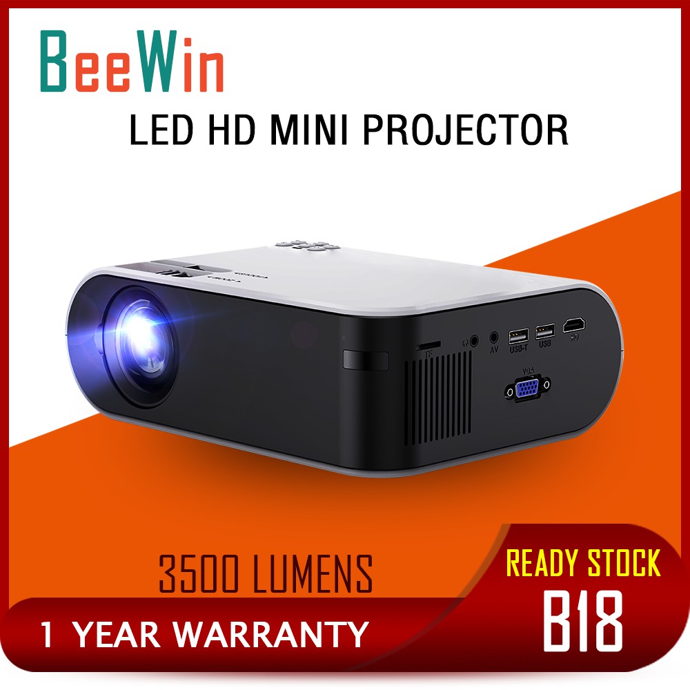 NEW ArrivalBeeWin B18 Mini HD LED Portable Projector 720P Android OS ...