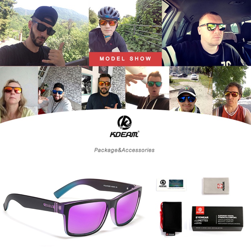 KDEAM Rectangular Polarized Mens Sunglasses Outdoor Sports Driving Sun Glasses for men ...