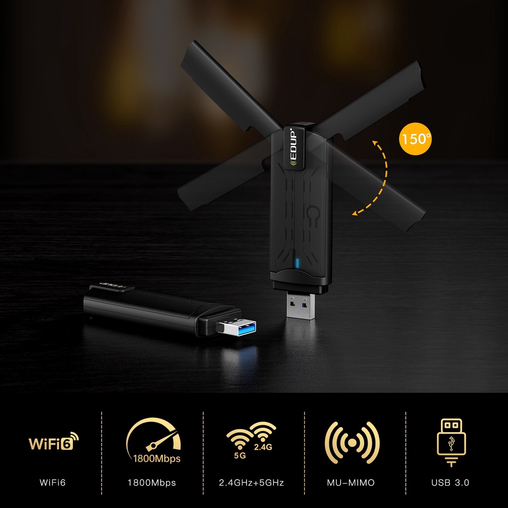 USB 3.0 AX1800 Wifi6 Adapter 2.4GHz5GHz Dual Band USB Wireless Adapter ...