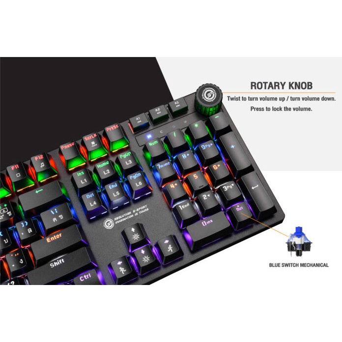 คีย์บอร์ดเกมส์มิ่งNeolution E-Sport TERRABLADE Gaming Blue Switch ...