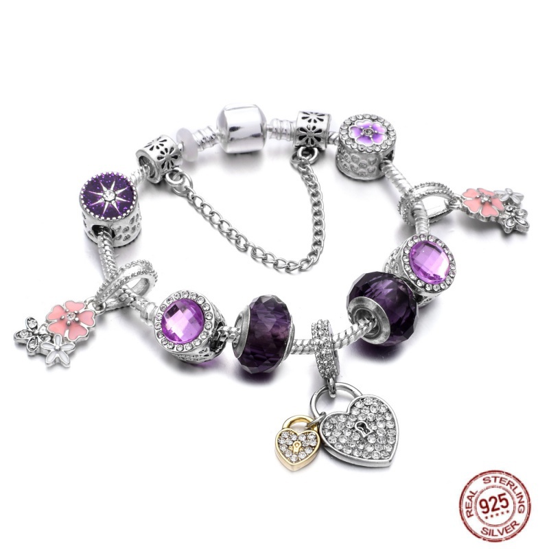 สร้อยข้อมือ จี้ลูกปัดอเมทิสต์ รูปหัวใจคู่ DIY เครื่องประดับ 2022 S925 - fgvgtrht.th - ThaiPick