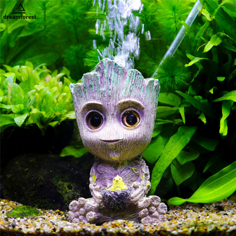 DF Cute Tree Man Figurine Garden Aquarium Decoration Driftwood Statue ...
