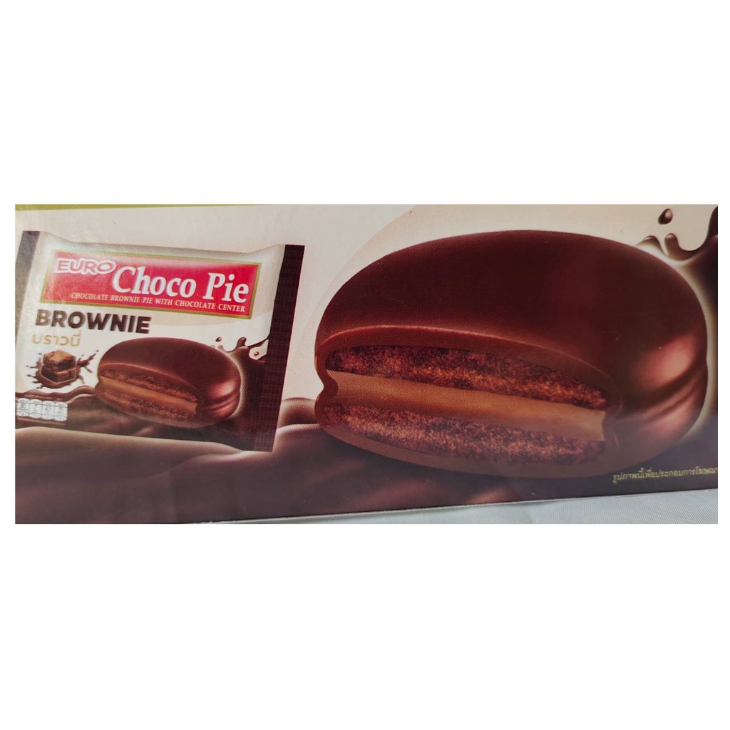 NEW EURO Choco Pie ยูโร่ ช็อกโกพาย บราวนี่ BROWNIE แพ็ค 12 ชิ้น ...
