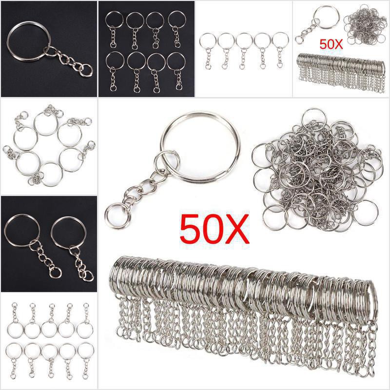 【Purpleredto】50PCS 25mm Polished Silver Keyring Keychain Split Ring ...