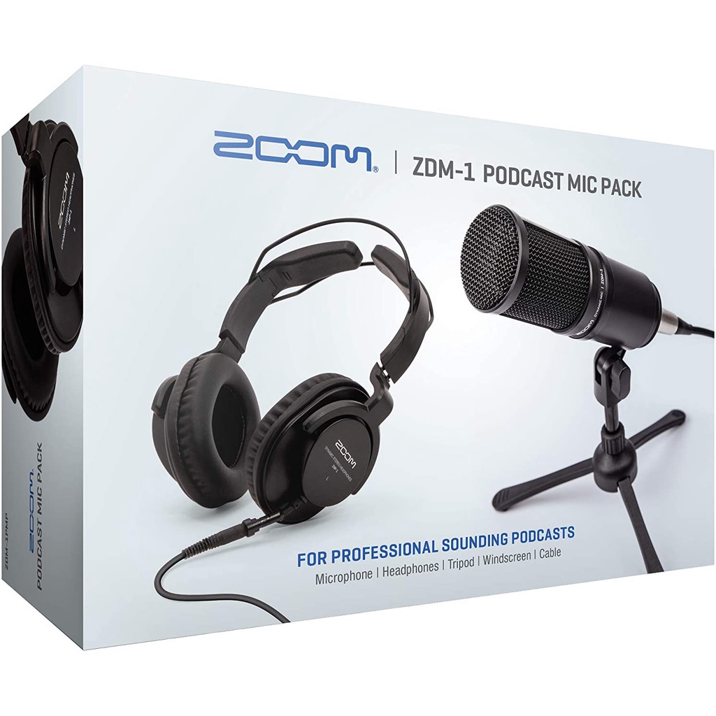 Zoom ZDM-1 Podcast Mic Pack Microphone ในแพ็ค มีไมค์ พร้อมหูฟัง และ ขา ...