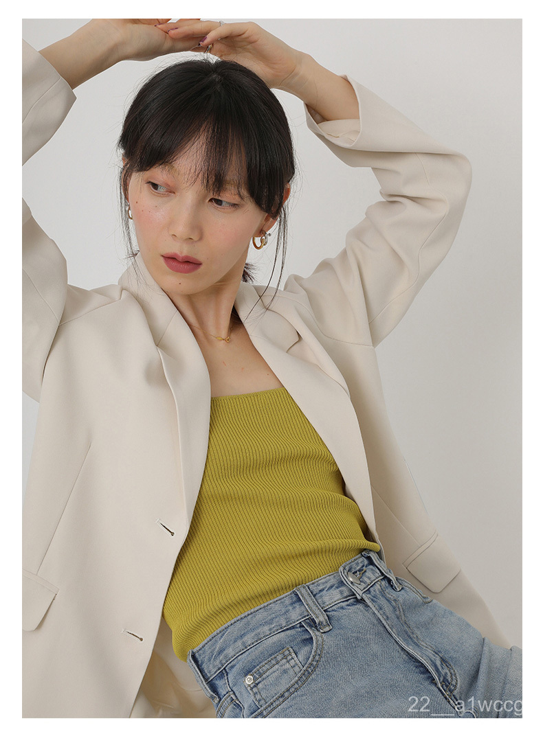 แจ็คเก็ตและเสื้อโค้ท ITFI เสื้อสูทสีขาวหญิงinsสั้นไปหน่อย2020ฤดูใบไม้ ...