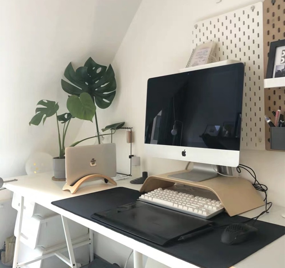 ۵ไม้เนื้อแข็ง Samdi เพิ่มชั้นวาง imac all-in-one ขายึดจอคอมพิวเตอร์ยก ...