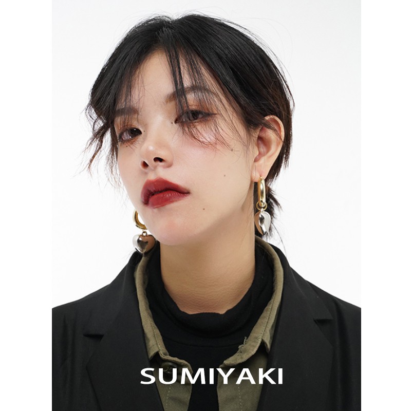 ต่างหู SUMIYAKI 2021 ใหม่อินเทรนด์รูปหัวใจวงกลมรักต่างหูผู้หญิงเฉพาะ ...