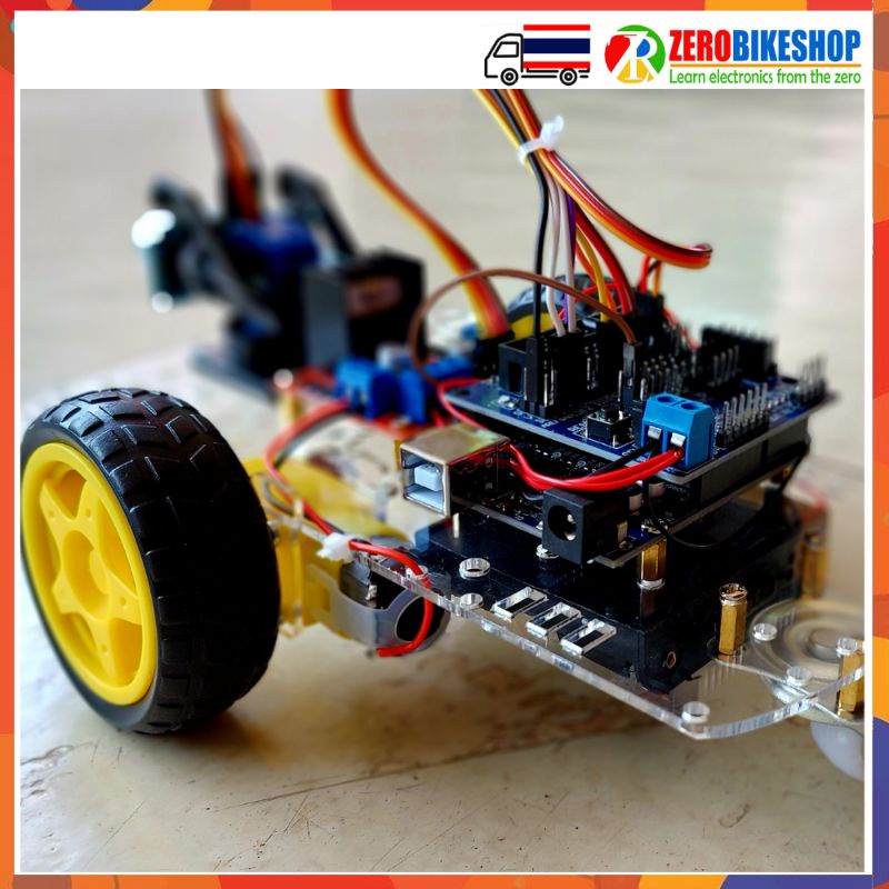 พร้อมส่ง จากไทย Arduino Robot Kit 2WD Ultrasonic Arduino Robot Kit ชุดทดลอง หุ่นยนต์หลบสิ่งกีด ...