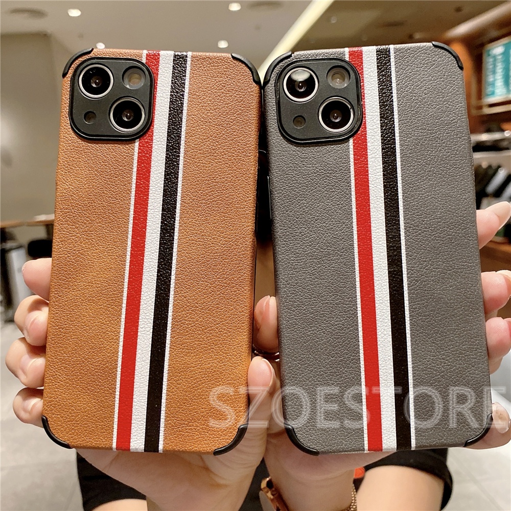 Fashion Color Stripe Pattern Leather Soft Phone Case Cover for OPPO A16 ...