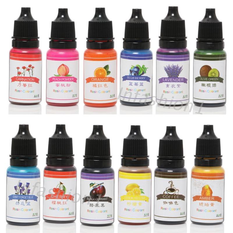 12 Colors DIY Epoxy Resin Pigment Liquid Resin Colorant Dye Kit Resin ...