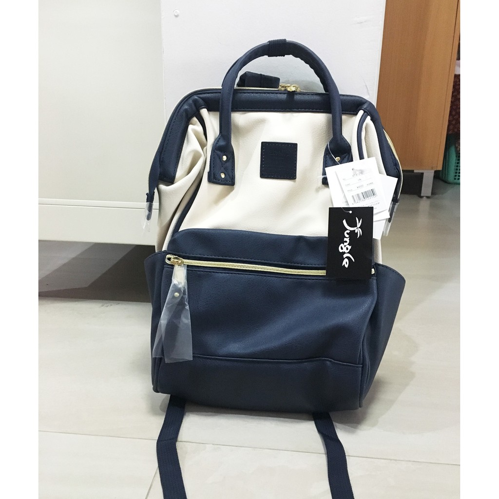 Blue and white Leather backpack from Japan anello #AT-B1212 from Japan ...