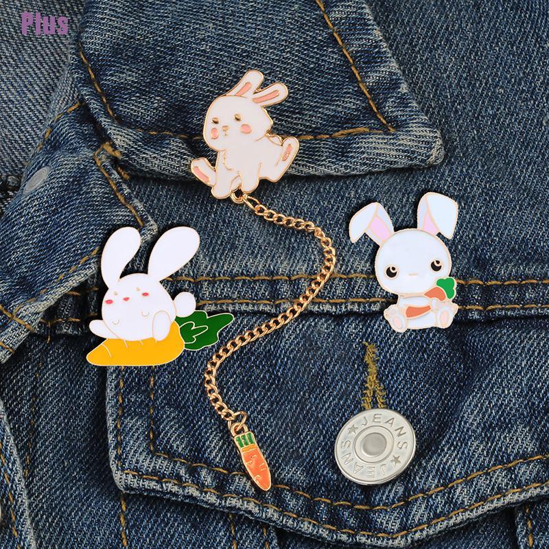 Pls.Pins Cute Rabbit Chain Brooches Animals Badge Women Jackets Collar ...
