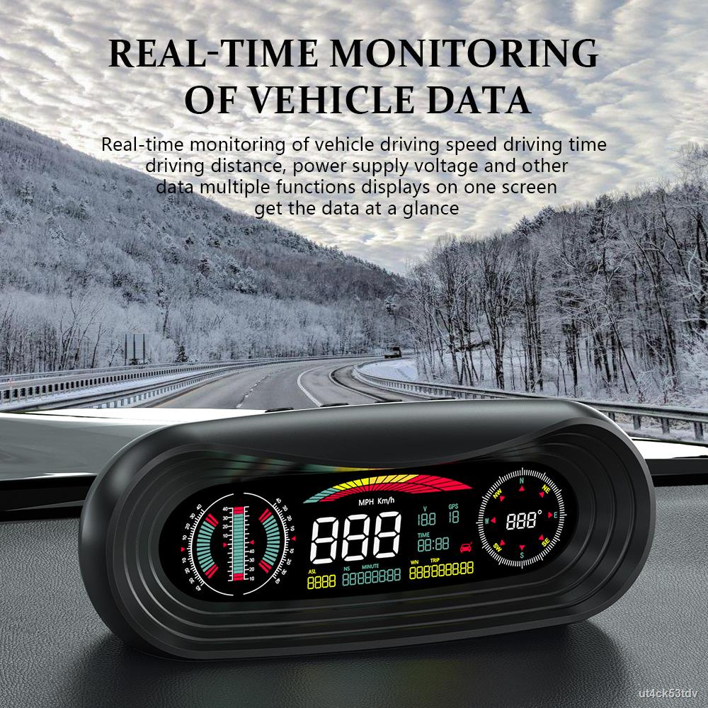 Wyobd P18 Gps Hud Car Digital Inclinometer Slope Meter Pitch Angle Off ...