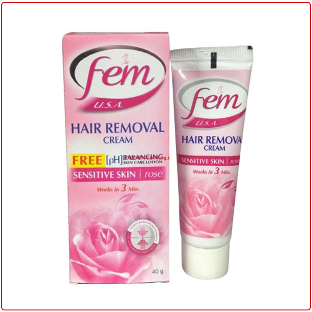 เฟรม fem U.S.A. HAIR REMOVAL CREAM SENSITIVE SKIN ROSEครีมกำจัดขน 40 g ...