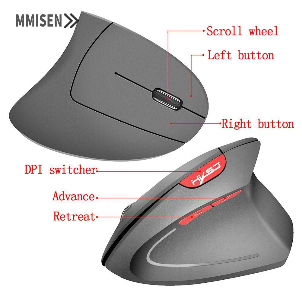 Mnisen T24 Wireless Ergonomic Vertical Mouse 2400DPI 6 Keys Optical ...