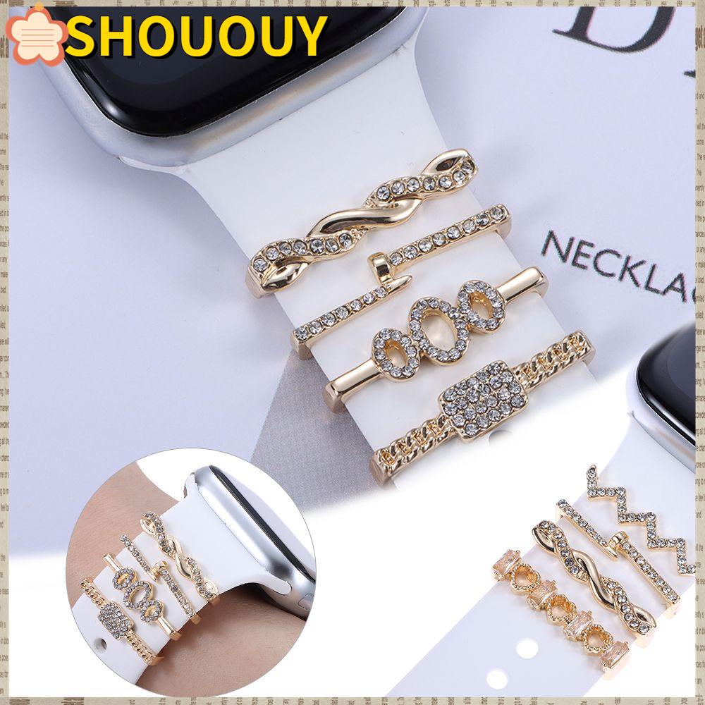 SHOUHOU Metal Diamond Decorative Ring For Apple Watch Band Ornament ...