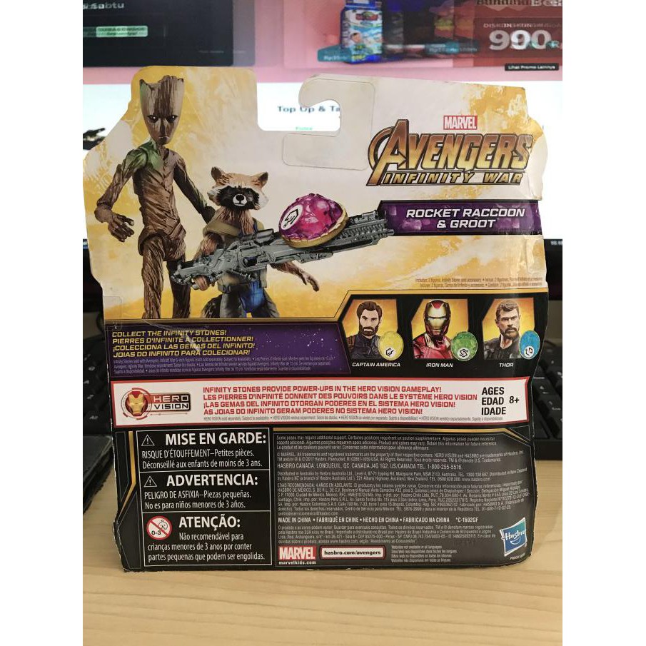 ของเล่นฟิกเกอร์ Hasbro Rocket Raccoon & Groot W Infinity Stone ของเล่น ...