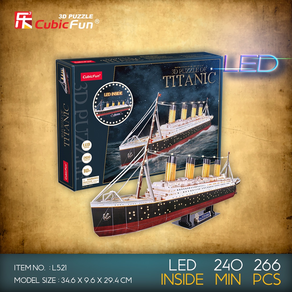 จิ๊กซอว์ 3 มิติ เรือไททานิค LED Titanic L521 แบรนด์ Cubicfun ของแท้ 100 ...