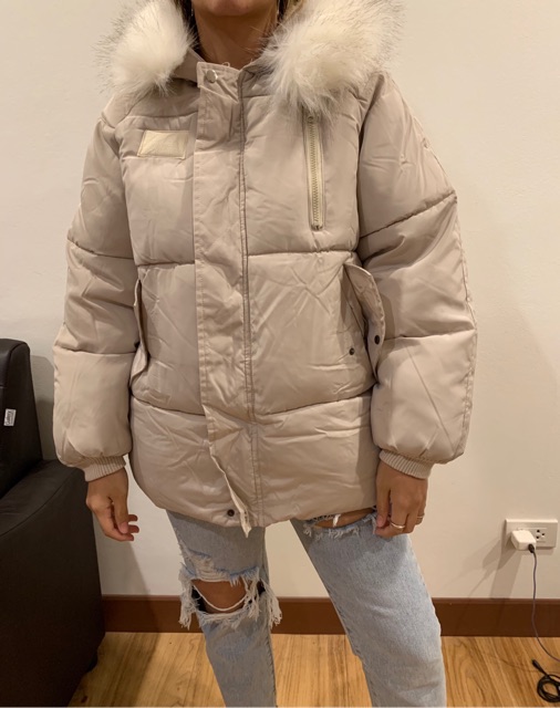 พร้อมส่ง Pudding Jacket แจ็คเก็ตขนเป็ด หรือเสื้อมิชลิน มีฮู้ทขนเฟอร์ถอด ...