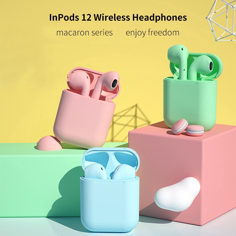 inpods 12 ชุดหูฟังสเตอริโอไร้สายบลูทูธ 5 . 0 i 12 tws สําหรับ android ...