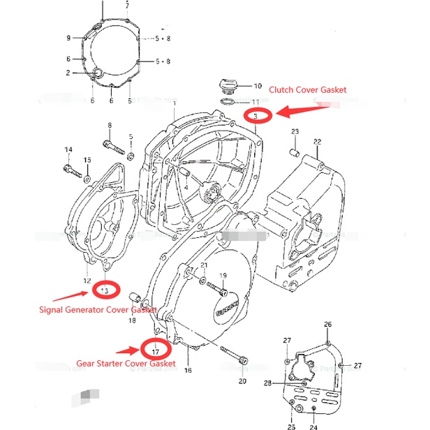 Motorcycle Engine Signal Generator Clutch Cover Gasket For Suzuki GSX ...