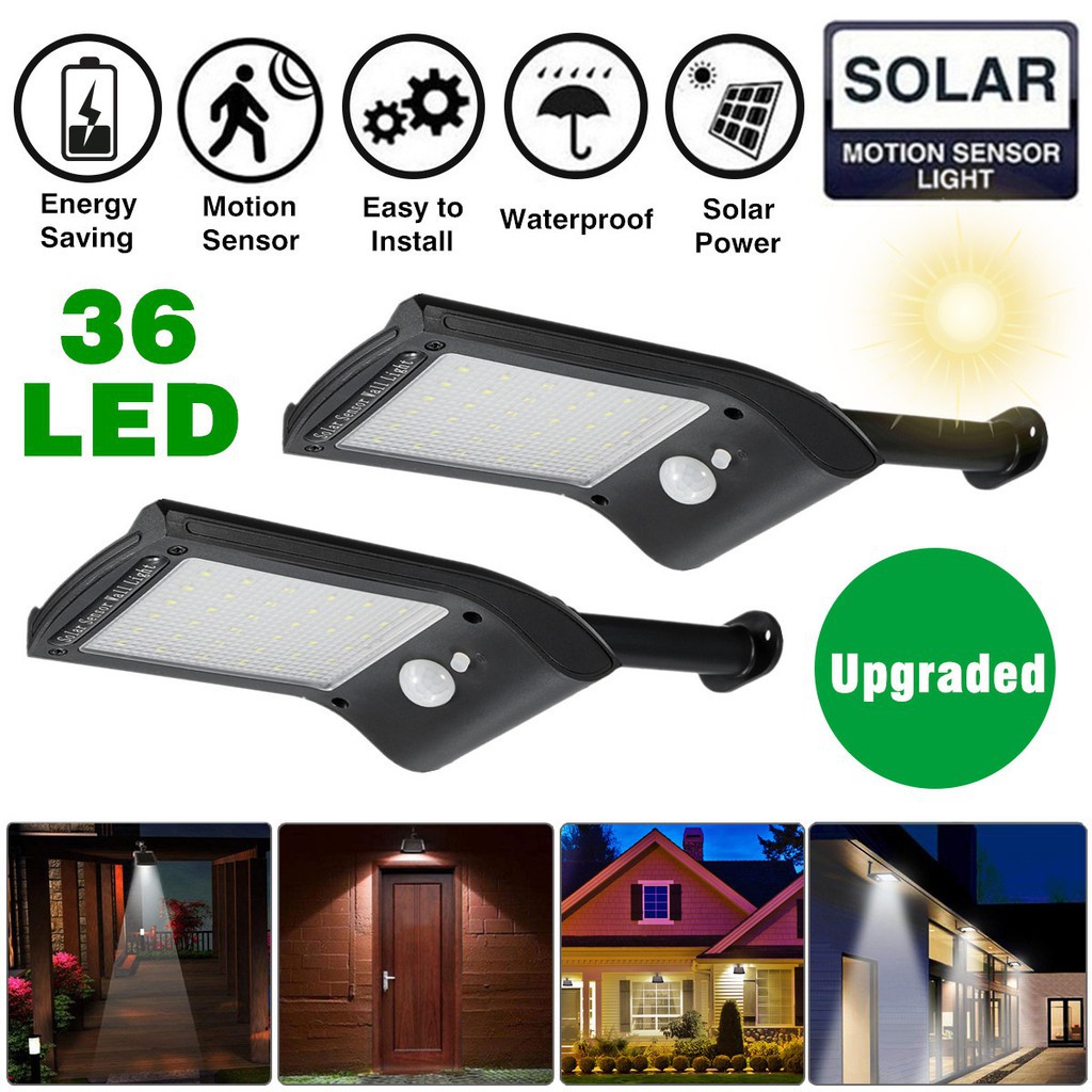 36 LED Security Solar Wall Light Outdoor Rotatable Waterproof Motion ...