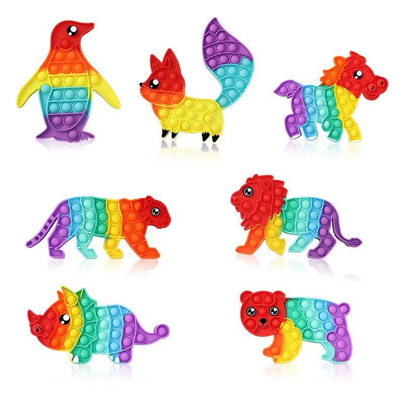 พร้อมส่ง????Rainbow Pop It Fidget Tiger Lion Shape ทั้งชุดกล่องดันเด้ง ...