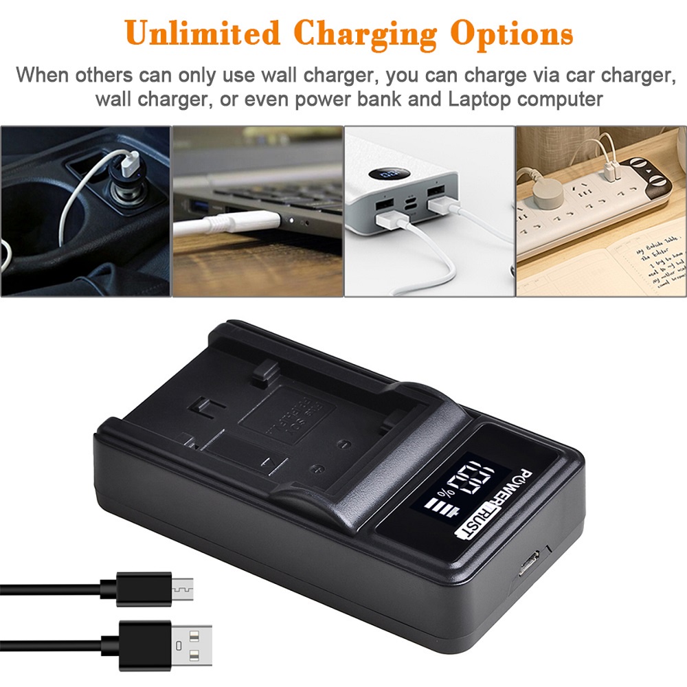 แบตเตอรี่กล้องแอคชั่น NP-FP70 Battery and LED USB Charger for Sony NP-FP70 FP71 FP90 FP91 and ...