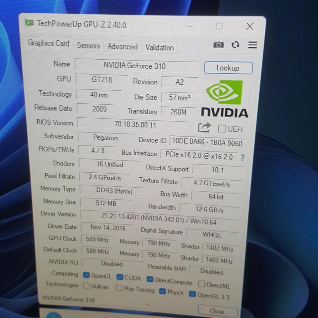 Pegatron GeForce 310 310 512MB GDDR3 64 บิต T2 - teknody.th - ThaiPick