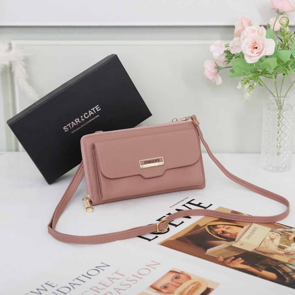 แบบใหม่ STARCATE ของแท้100% S103 กระเป๋าสตางค์สะพายข้างผู้หญิง แฟชั่น พร้อมกล่อง หนังPU ช่องเยอะ ...