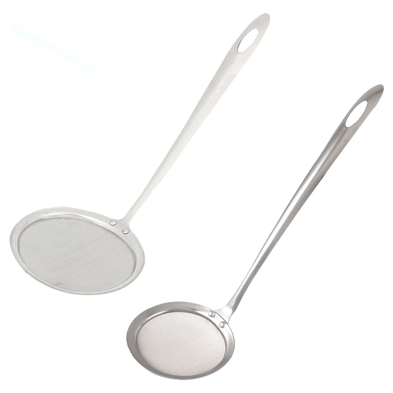 Home Kitchen Silver Tone Stainless Steel Mesh Ladle Strainer 25x7.5cm ...