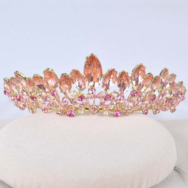 Fashion new peach color Wedding Hair tiara For Bride Crystal ...