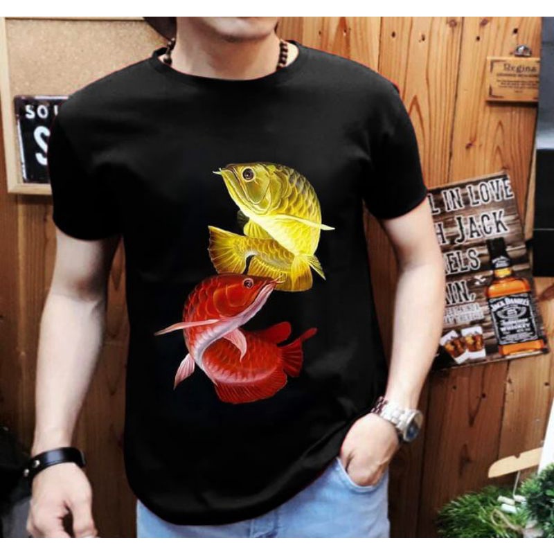 เสื้อยืด พิมพ์ลายกีตาร์ Distro GAUL 2 Fish Color ARAWANA สําหรับผู้ชาย ...