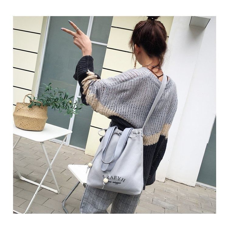 กระเป๋าผ้าใบสไตล์เกาหลีสำหรับผู้หญิงinsความจุขนาดใหญ่หนึ่งไหล่ของ ...